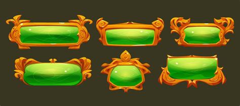 game ui frames green with gold medieval borders 13515168 vector art at