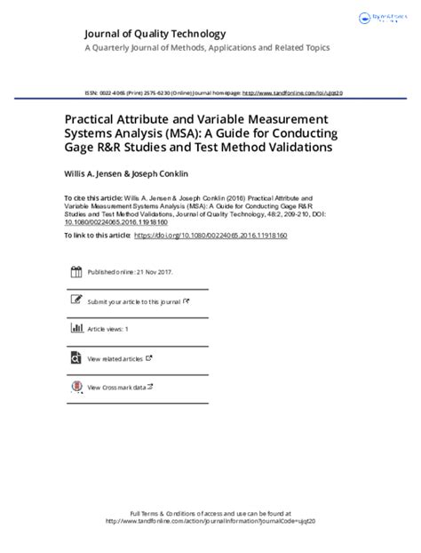 Pdf Practical Attribute And Variable Measurement Systems Analysis Msa A Guide For