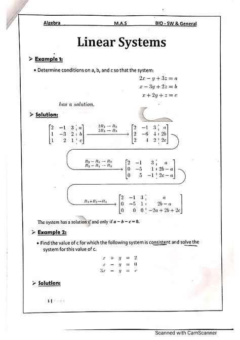 SOLUTION Linear Systems Linear Algebra Studypool