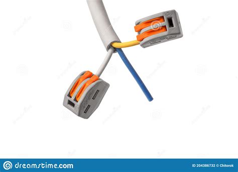 Screwless Wire Connectors Self Locking Terminals On A White Insulated