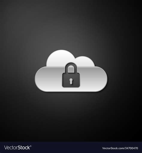 Silver Cloud Computing Lock Icon Isolated On Black