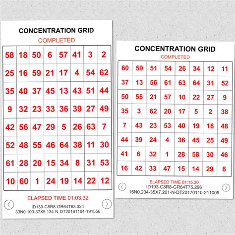 Concentration Grid Mental Skills Training Exercise App Mental Focus Grids Concentration Grid