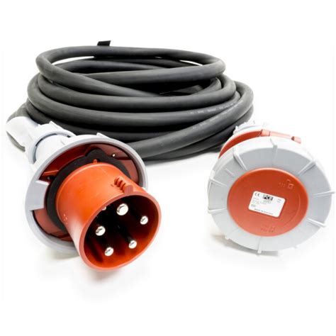 63amp Red 3 Phase Events Ceeform Commando Power Cable 5x10mm 3pne