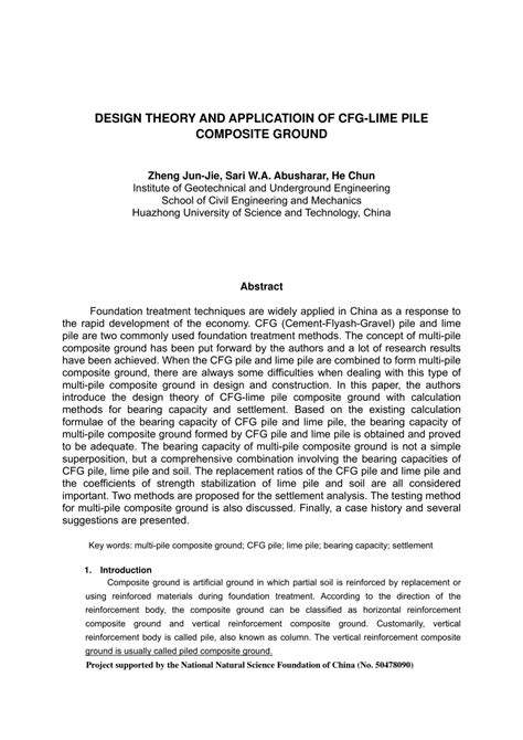 Pdf Design Theory And Applicatioin Of Cfg Lime Pile Composite Ground