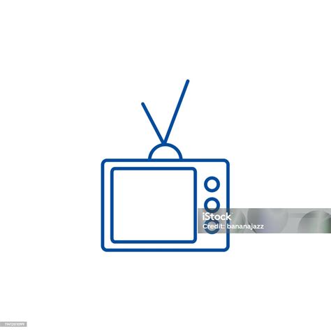 레트로 Tv 라인 아이콘 개념입니다 레트로 Tv 평면 벡터 기호 기호 개요 그림 0명에 대한 스톡 벡터 아트 및 기타 이미지