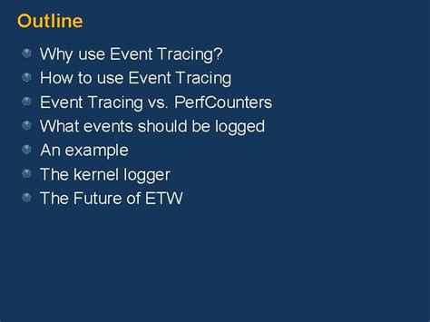 How To Use Event Tracing For Windows For
