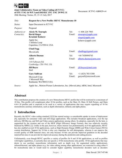 PDF JCTVC AB Request For A New Profile HEVC Monochrome