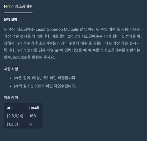 [프로그래머스] n개의 최소공배수 javascript