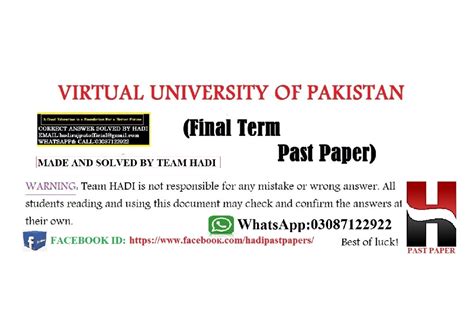 Cs609 Final Term File 1 Solved By Team Hadi Virtual University Of