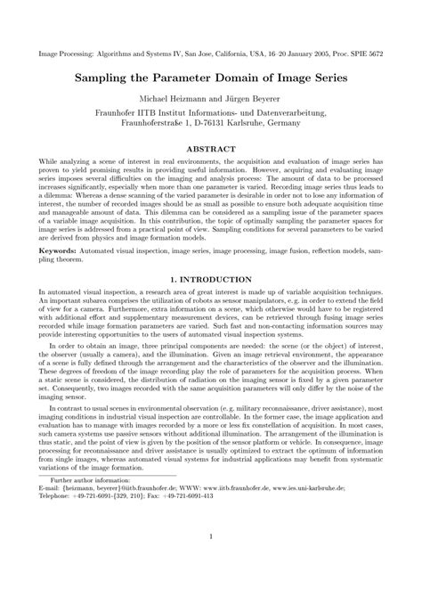 Pdf Sampling The Parameter Domain Of Image Series