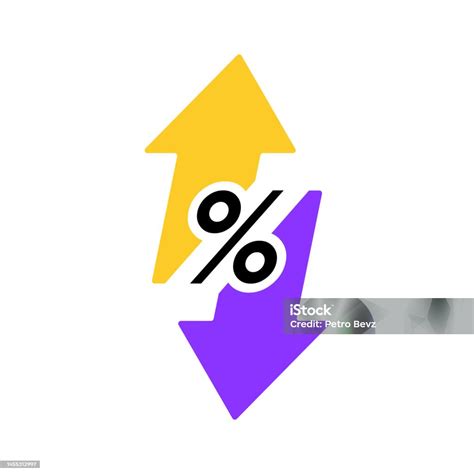 백분율 화살표 위 아래선 아이콘입니다 백분율 기호가 있는 화살표 백분율입니다 은행 신용 이자율 금융 및 자금 분야를 위한 설계 개념 가격에 대한 스톡 벡터 아트 및 기타
