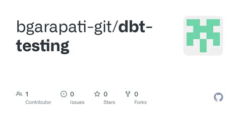 GitHub Bgarapati Git Dbt Testing