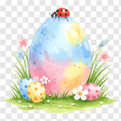 Ladybug On Easter Egg Ladybug Easter Egg Watercolor Art Png