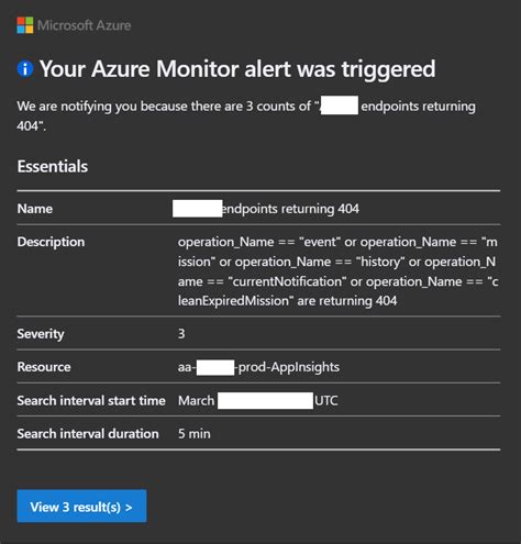 Azure Alert Report Showing A Resource Not Found Message Stack Overflow