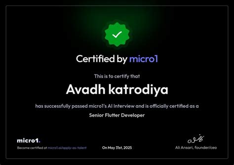 flutter mobiledevelopment seniordeveloper micro1 crossplatform dart techmilestone