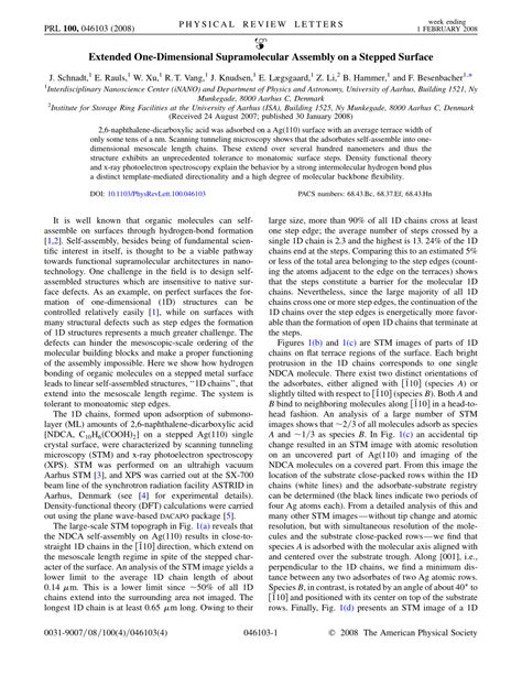 Pdf Extended One Dimensional Supramolecular Assembly On A Stepped Surface