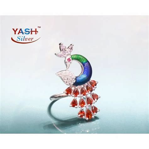 Female Trendy Peacock Design Silver Ring Weight 50g At ₹ 95gram In