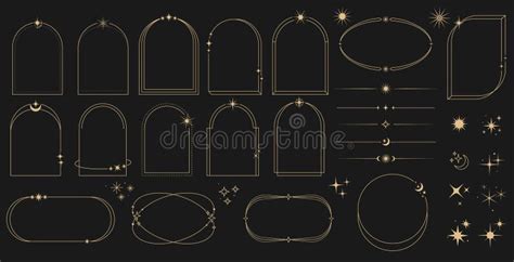 Celestial Frame Arch And Border Y2k Bohemian Arcs Stock Vector Illustration Of Gold Vector