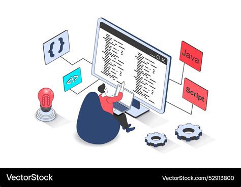 Development D Isometric Concept With Isometry Vector Image