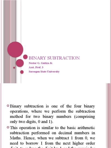 Binary Subtraction Pdf Subtraction Decimal