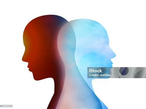 분위기의 개념 변화 감정 양극성 장애 마음 정신 분할 성격 이중 성격 남자의 고립 된 머리 실루엣 환자에 대한 스톡 벡터 아트 및 기타 이미지 Istock