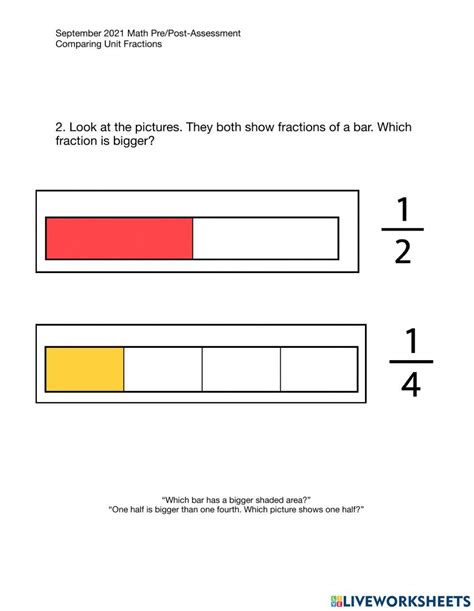 1114632 Comparing Unit Fractions Assessment Level 2