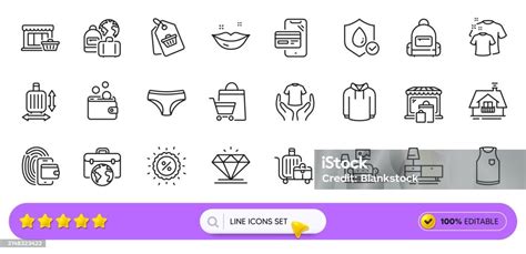 Backpack Baggage And Baggage Size Line Icons For Web App Pictogram Icon Line Icons Vector Stock