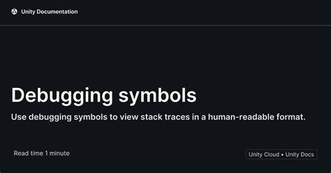 Debugging Symbols • Unity Cloud • Unity Docs