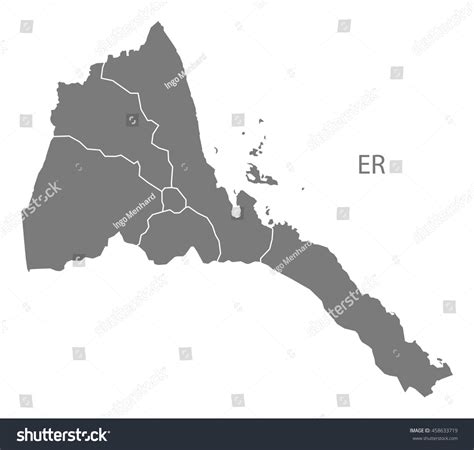 Eritrea Regions Map Grey Stock Vector Royalty Free 458633719 Shutterstock