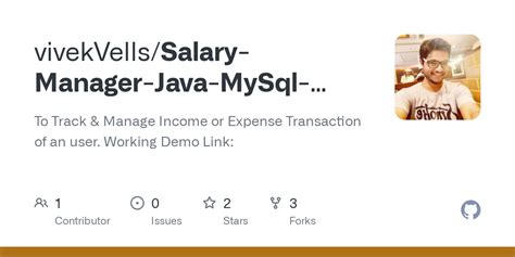 GitHub VivekVells Salary Manager Java MySql Project To Track Manage Income Or Expense