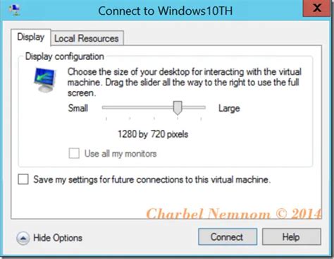 Hyper V Enhanced Session Mode Show Options Issue HyperV CHARBEL NEMNOM MVP MCT CCSP