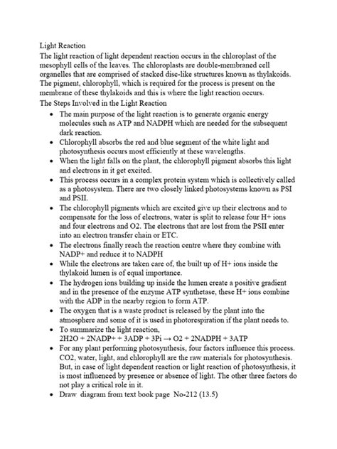 Light Reaction Pdf