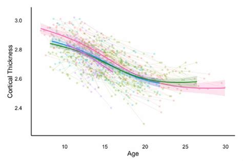 4 Developmental Trajectories For Global Cortical Thickness