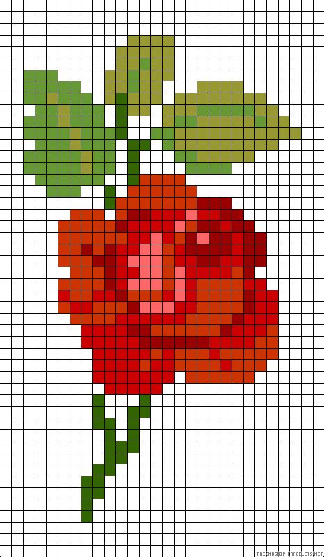Beautiful Rose Perler Bead Pattern