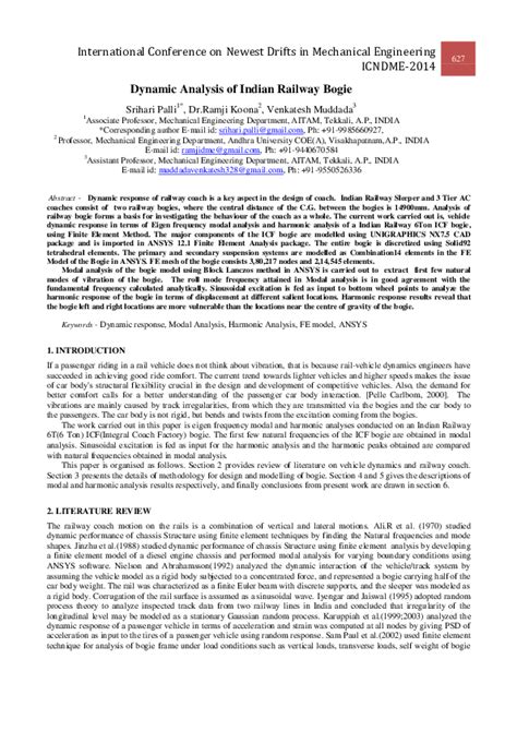 Pdf Dynamic Analysis Of Indian Railway Bogie