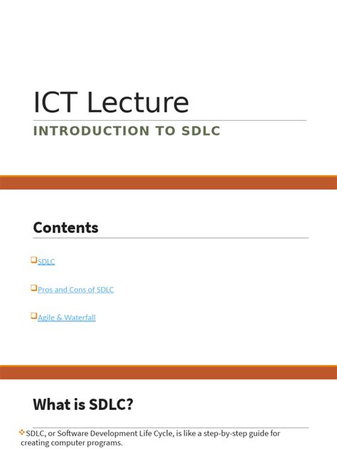 ict lecture sdlc agile waterfall pdf software development process