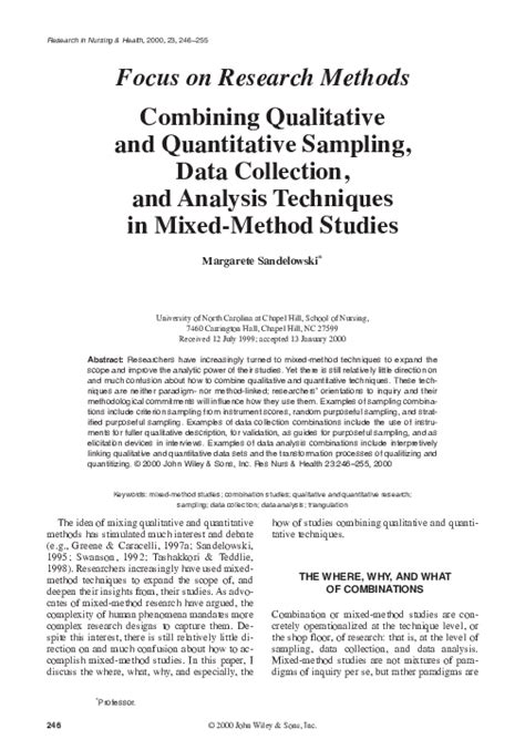 Pdf Focus On Research Methods Combining Qualitative And Quantitative Sampling Data Collection