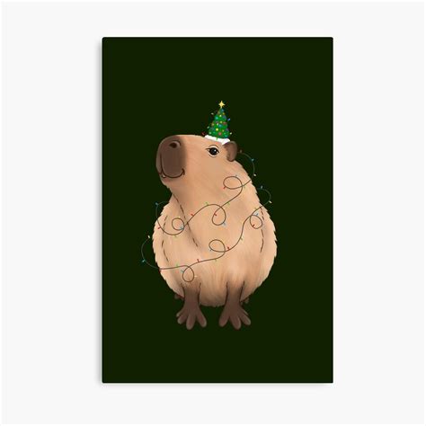 Christmas Light Up Capybara With String Lights And Tree Hat