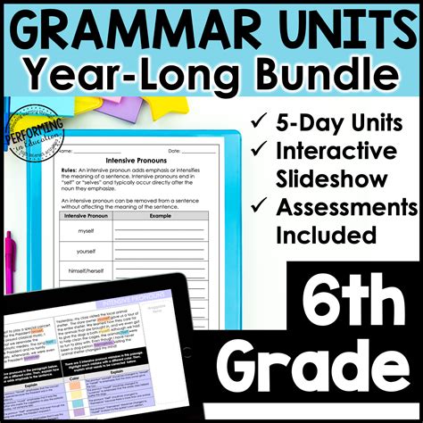 Digital And Print Interactive Grammar Year Long 6th Grade Grammar