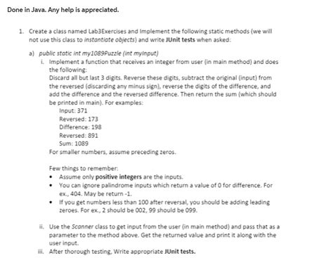 Solved Done In Java Any Help Is Appreciated Create A Chegg