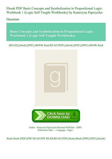 Ebook Pdf Basic Concepts And Symbolization In Propositional Logic