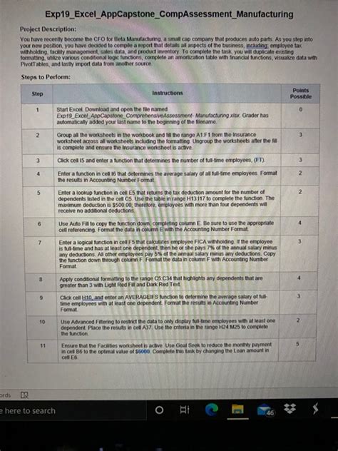 Solved Exp19 Excel Appcapstone Compassessment Manufacturing