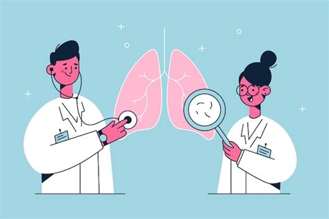 인간의 폐 호흡기 체계 삽화 프리미엄 벡터