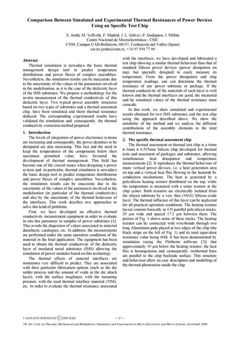 Pdf Comparison Between Simulated And Experimental Thermal Resistances