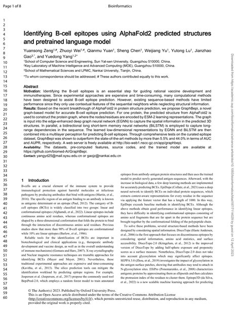 pdf identifying b cell epitopes using alphafold2 predicted structures