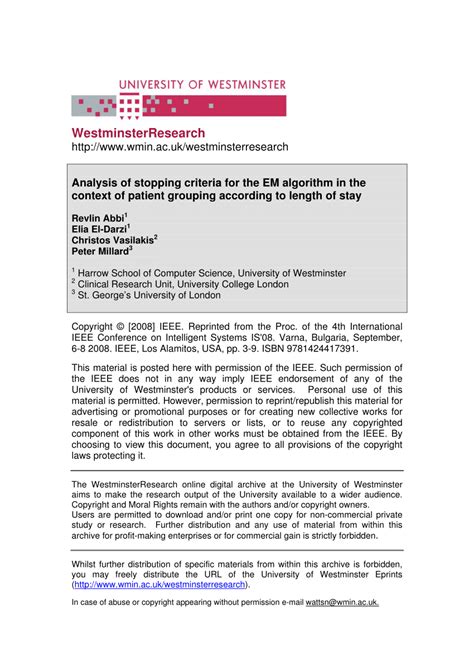 Pdf Analysis Of Stopping Criteria For The Em Algorithm In The Context