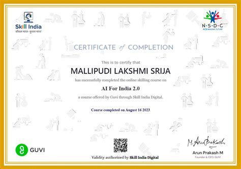 Mallipudi Lakshmi Srija On Linkedin Guvi Generative Skill