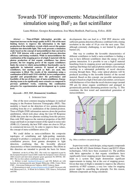 Pdf Towards Tof Improvements Metascintillator Simulation Using Baf 2 As Fast Scintillator