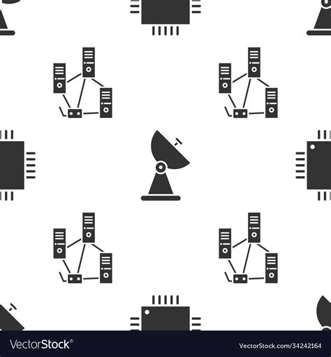 Set Processor With Microcircuits Cpu Radar Vector Image