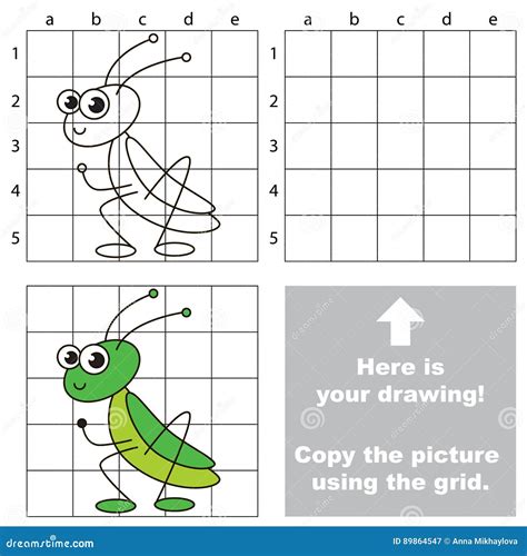 Copy The Image Using Grid Grasshopper Stock Vector Illustration Of